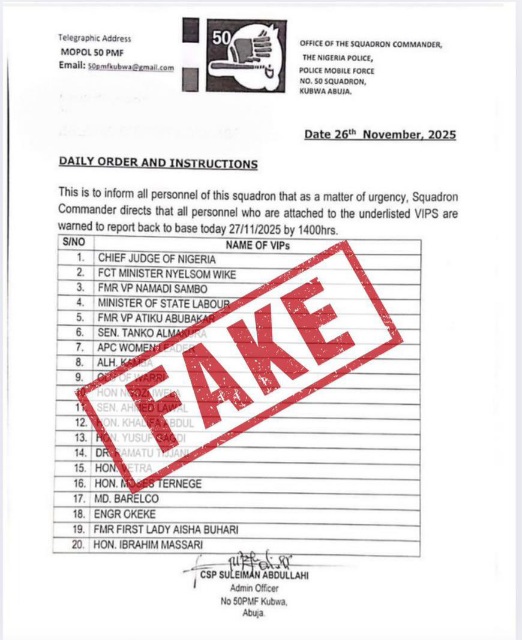 NIGERIA: NPF Notifies Public On Fake Viral Document Regarding Police ...